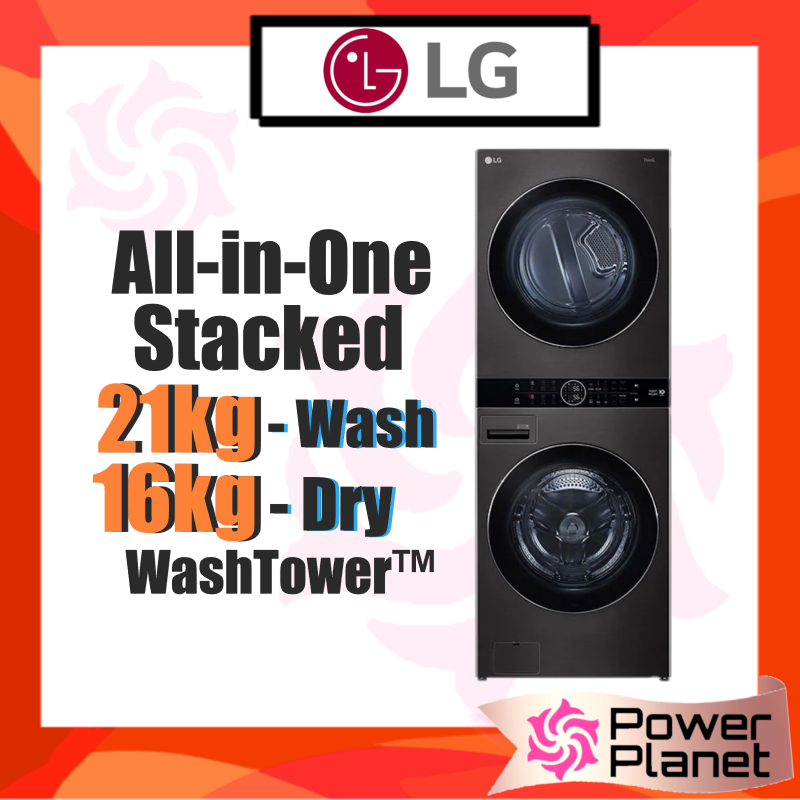 LG 21kg/16kg All-in-One Stacked Washer Dryer WT2116SHB Inverter ( 21KG Wash and 16KG Dry) Mesin ...