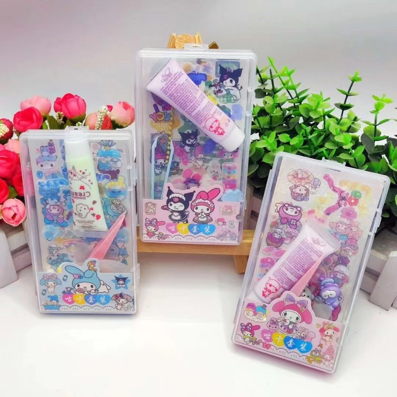 DIY Keychain Goo Card Whipped Cream glue cute sticker gift plastic box ...
