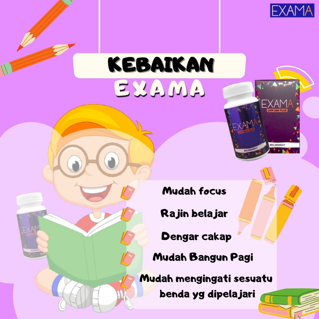 ORIGINAL Exama supplement minda cergas + free gift menarik | Shopee ...