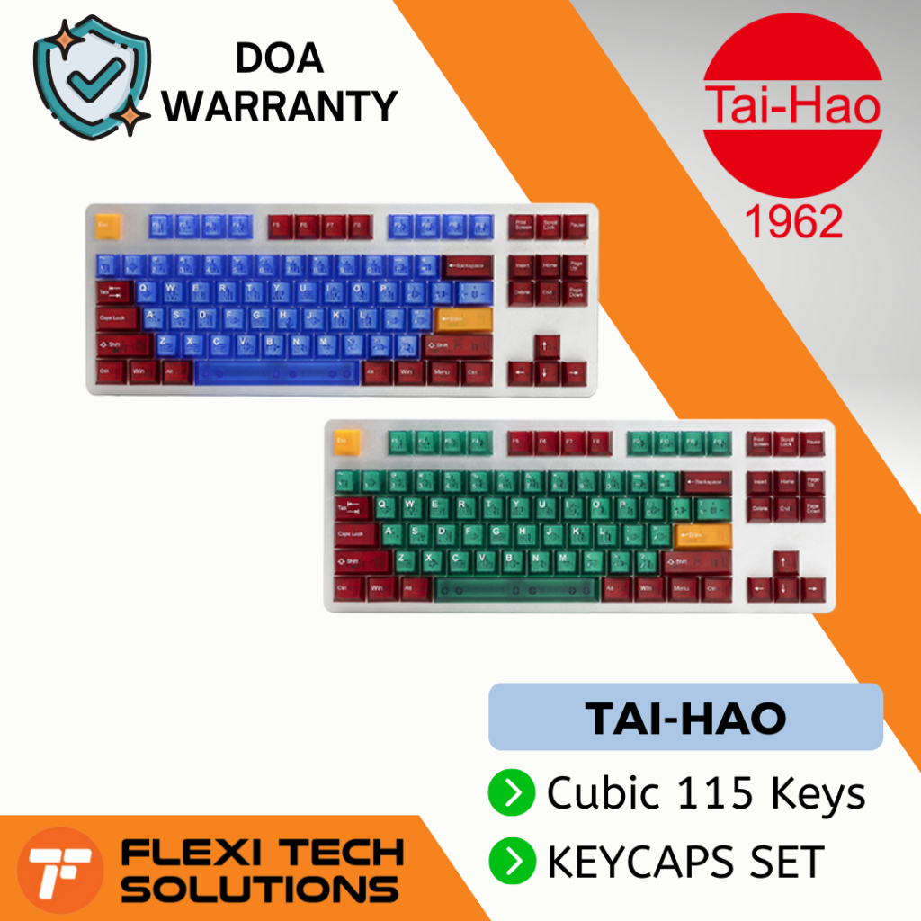 Flexi Tech TAI-HAO ABS Cubic 115 Keys Translucent Double Shot Keycaps ...