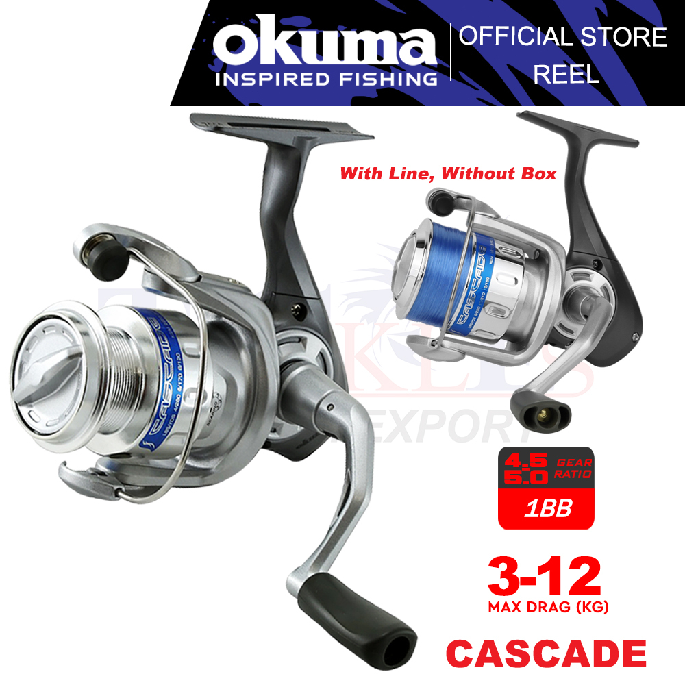 Okuma Cascade Spinning Reel 1BB Fishing Reel Max Drag 3-12kg With Line ...
