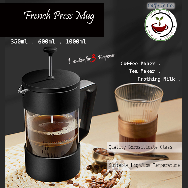 CaffeTeCo - French Press Coffee Plunger Coffee Maker Tea Maker Coffee ...