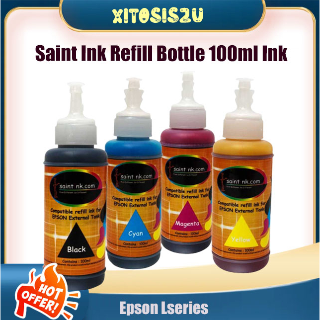 Saint Ink Refill Bottle 100ml Inkjet ink For Epson Lseries | Shopee ...