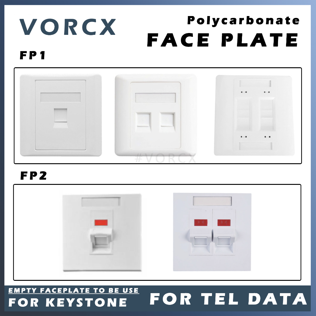 CAT5e CAT6 CAT6A CAT7 Faceplate without Keystone Jack Face Plate Flat ...