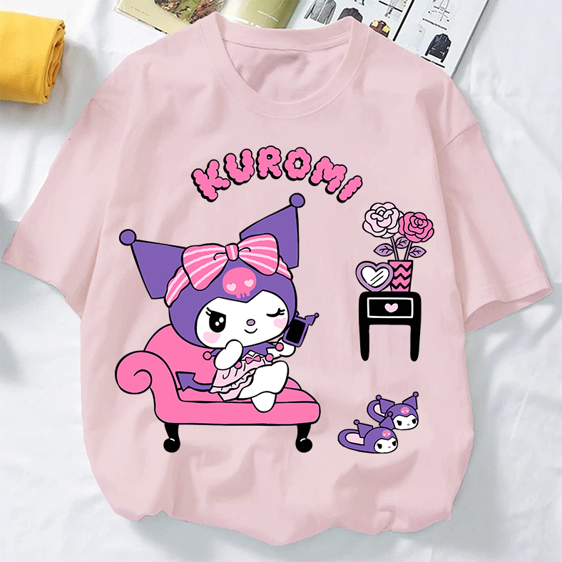CARTOON T SHIRT Kuromi 3xl tshirt woman rabbit women pink girl cute ...