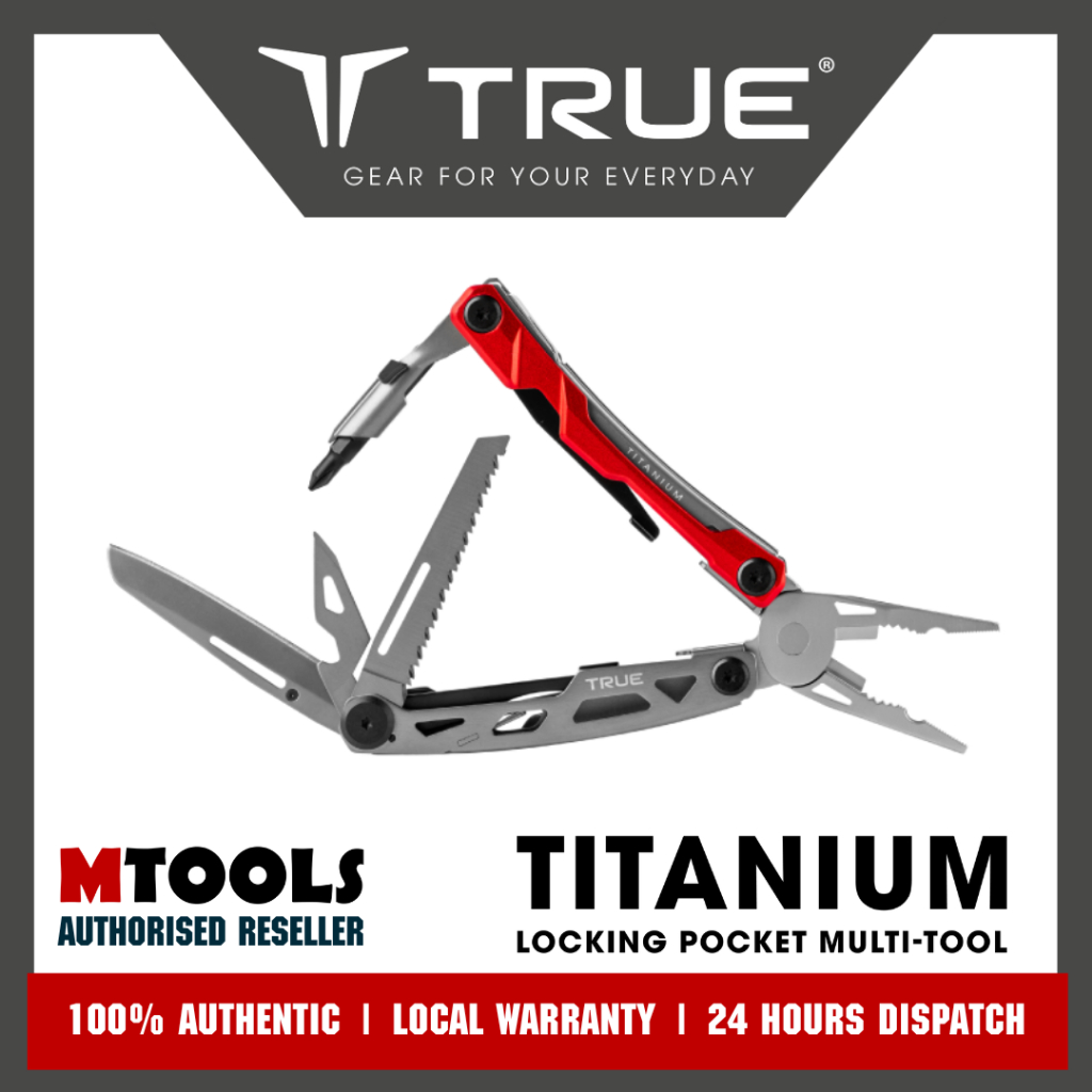 True Utility Ti Pocket Multi-Tool - All-In-One Locking Titanium Toolkit - (Original imported ...