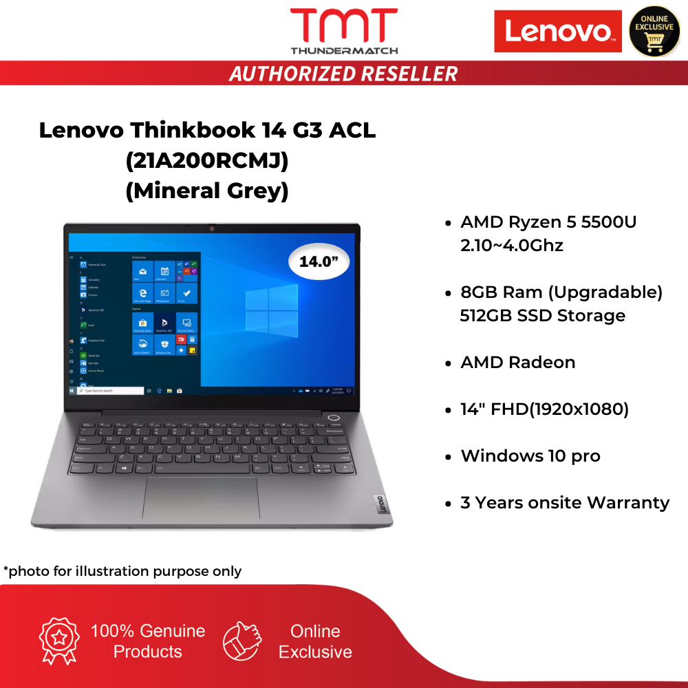 Lenovo Thinkbook 14 G3 ACL Laptop (21A200RCMJ) (Mineral Grey) | Ryzen 5 | 8GB RAM 512GB SSD | 14 ...