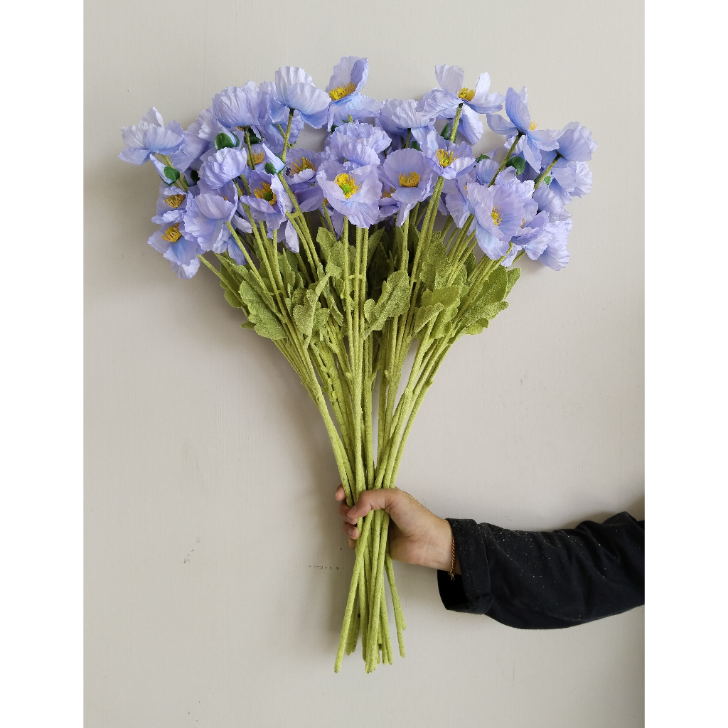 4 Head Poppies Artificial Flower for Wedding Home Office Daisy ...