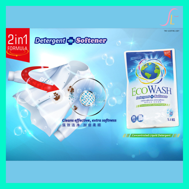 2 in 1 Ecowash detergent softener 1.4kg laundry capsule Antibacterial ...