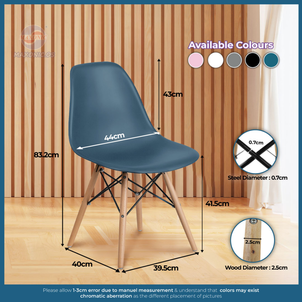 MAXONIC MODERN PLASTIC CHAIR WITH WOODEN LEG | KERUSI MINIMALIS MODEN ...