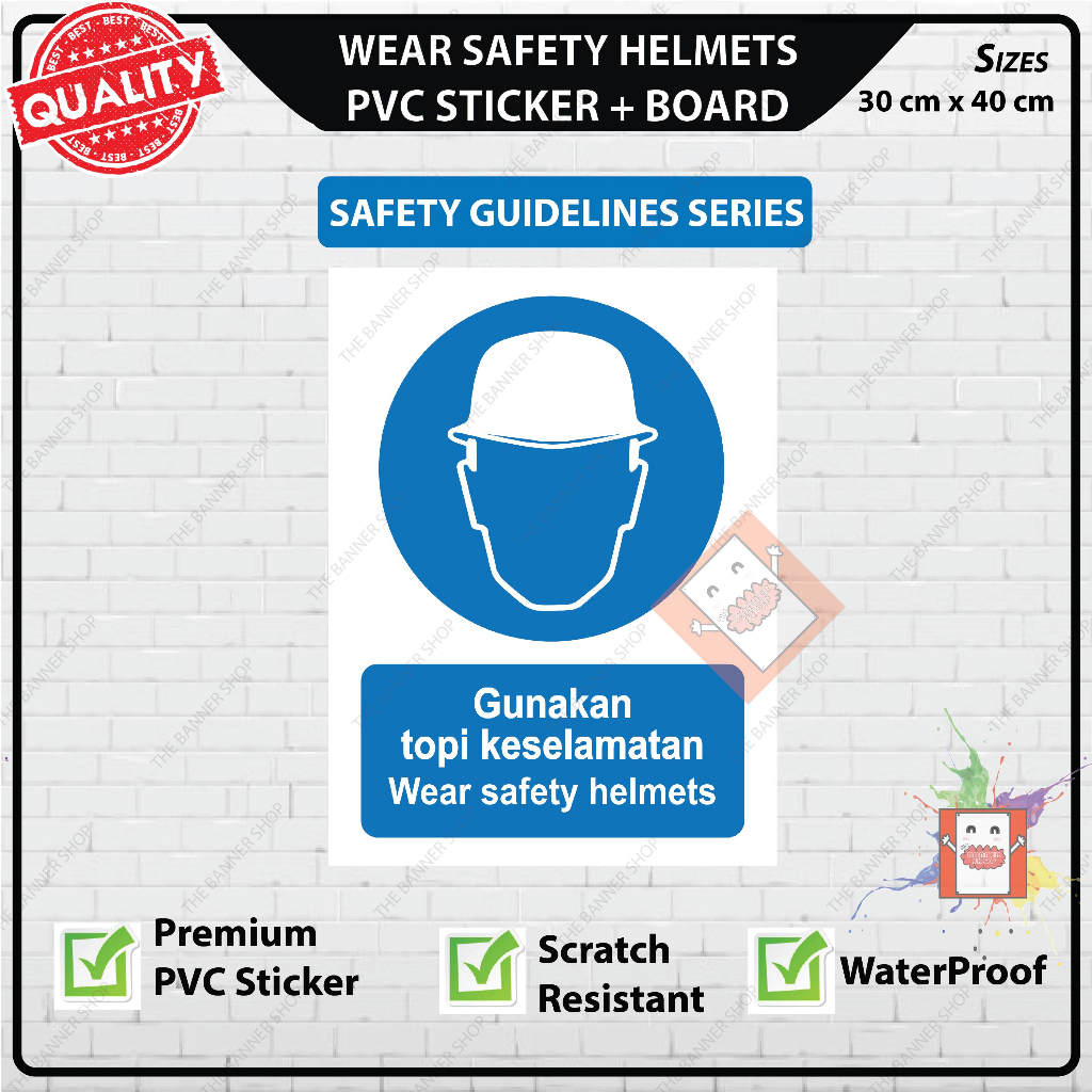 Construction Safety Guidelines PVC Sticker + Board (Wear Eye Protection ...