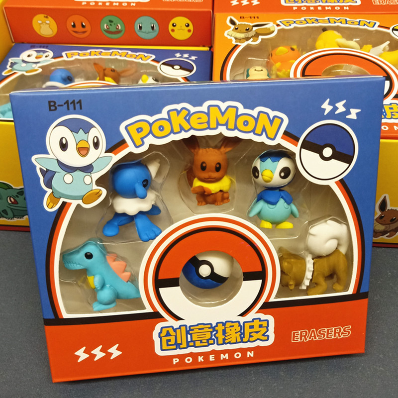 Pokemon 1Box/5pcs+1 Pokemon Ball Pokemon Cartoon Erasers For Kids ...