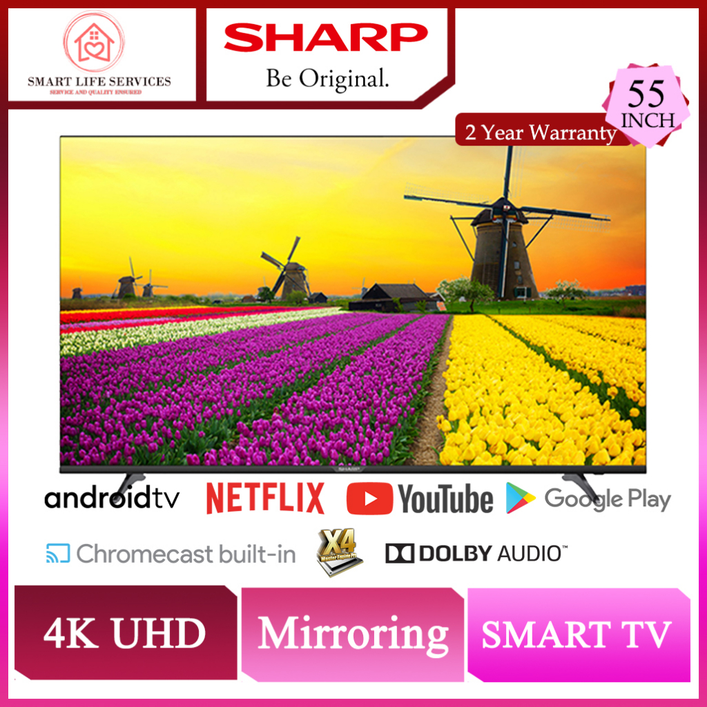 【New Model】Sharp 55 Inch 4K Ultra HD Smart TV Built-In Netflix Youtube ...