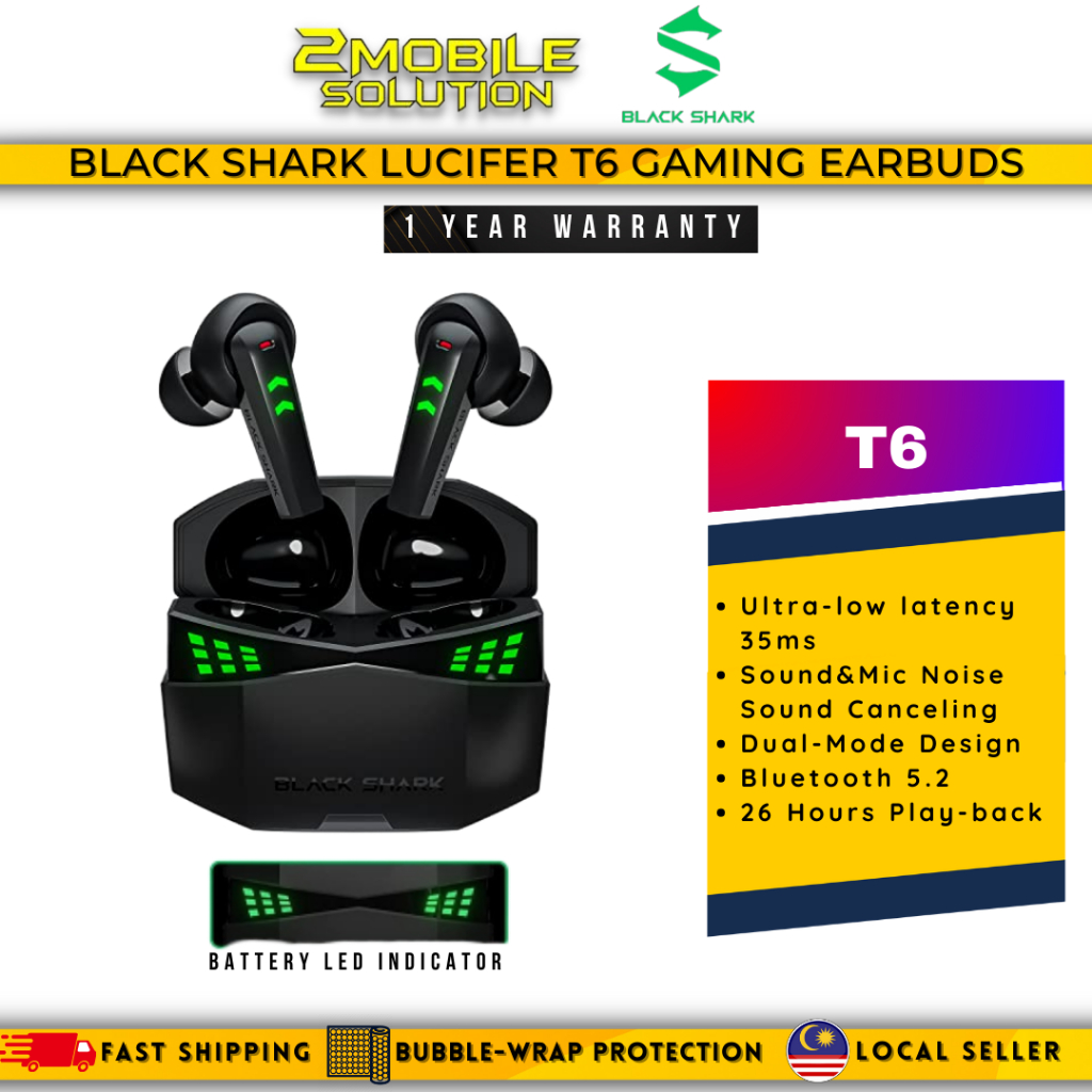 BLACK SHARK Lucifer T6 Earbuds [Ultra-low latency 35ms I Sound&Mic ...