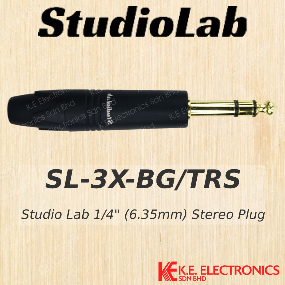 Studio Lab 3 Pole 1/4" (6.35mm) Stereo Plug with Gold Contacts & Black ...
