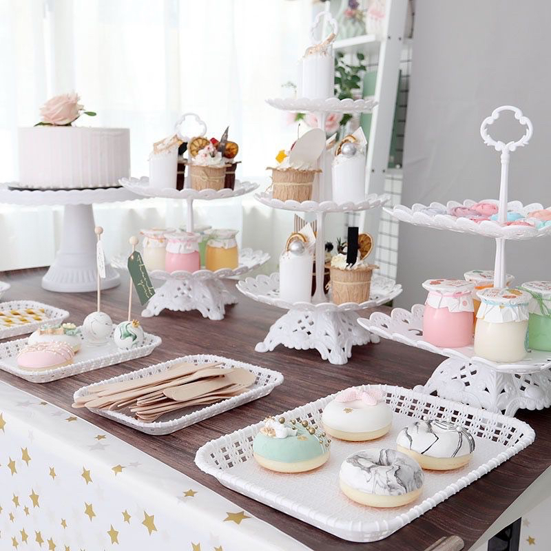 Ready Stock Cake Dessert Serving Tray Plastic Display Rack Cake Stand ...