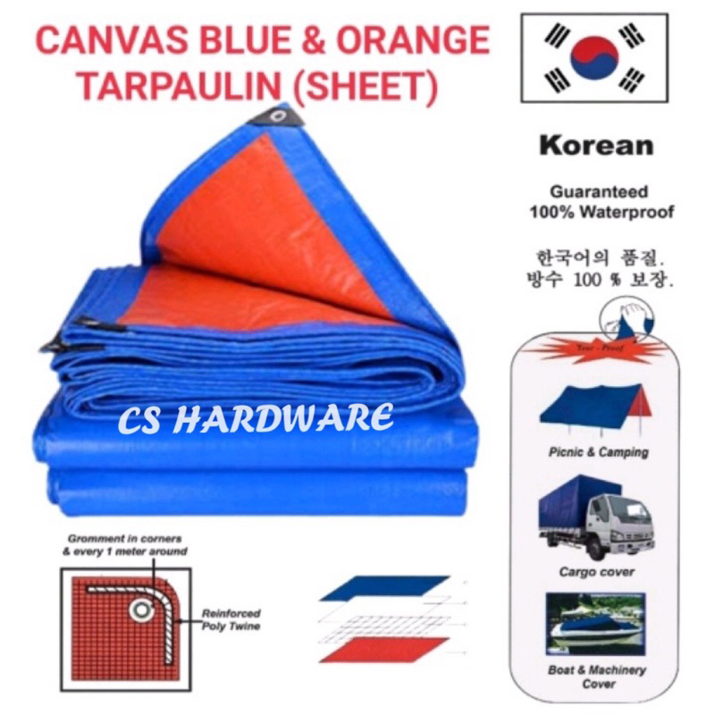 Blue Orange Waterproof Canvas Tarpaulin Sheet Canopy Camping Kanvas ...