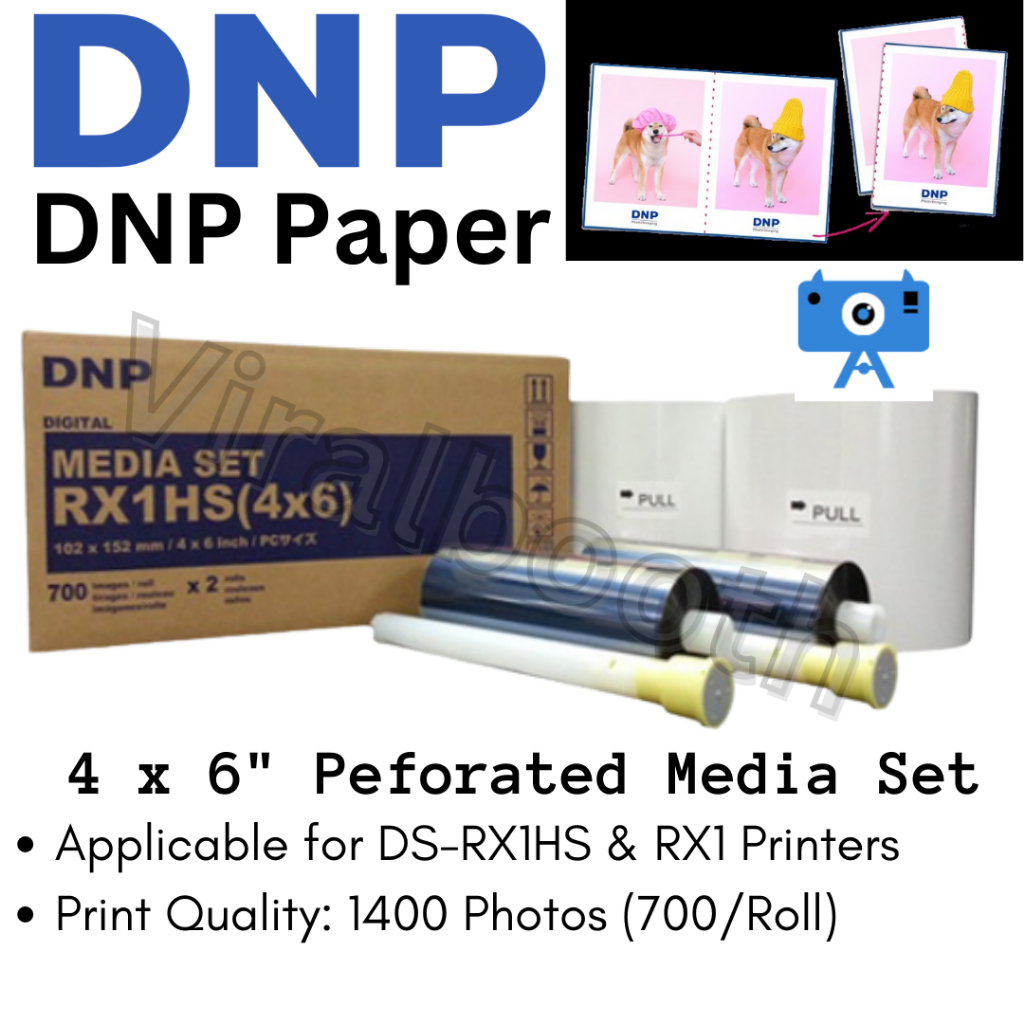 DNP Perforated paper 4x6 RX1HS Premium Photo Printing Media Set (1Roll ...