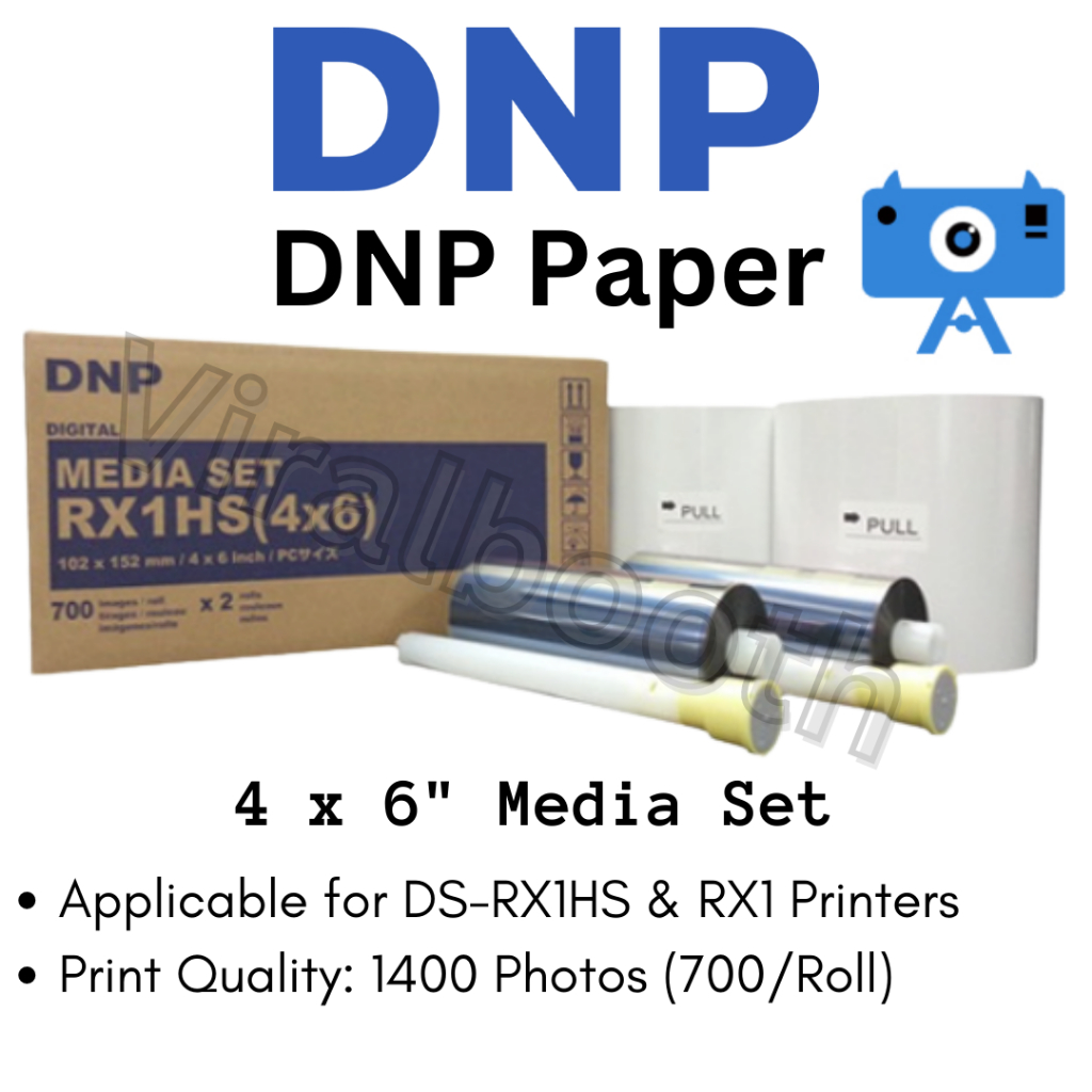 DNP paper 4x6 RX1HS Premium Photo Printing Media Set (1Roll/ 2Roll with ...