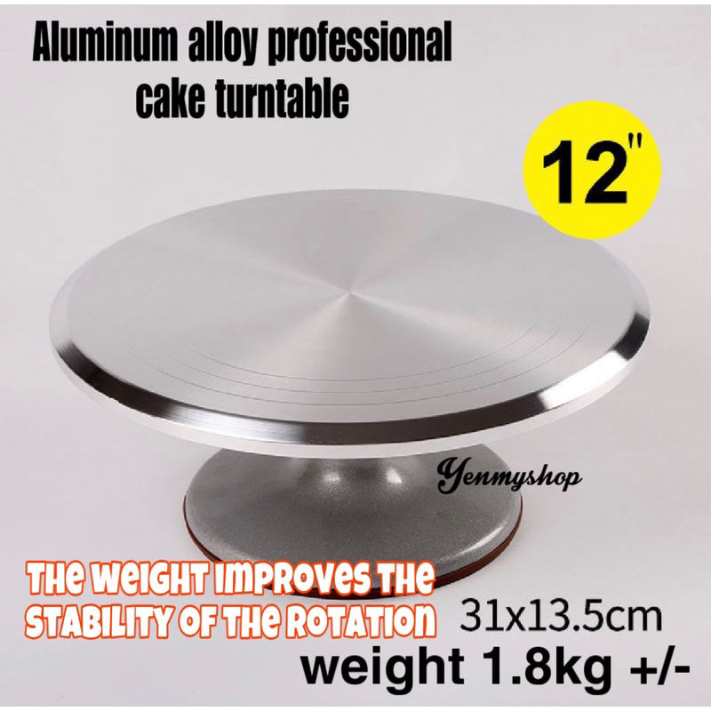 Meja putar kek Aluminium Alloy Kek Revolving Cake Stand 12 Inch ...