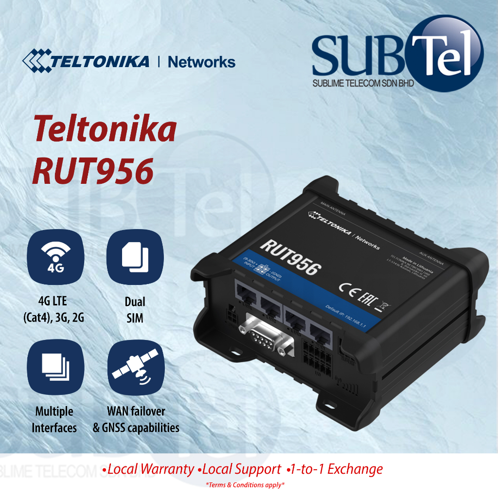 TELTONIKA RUT956 Industrial Cellular Router LTE Router 4G 3G 2G with 2 ...