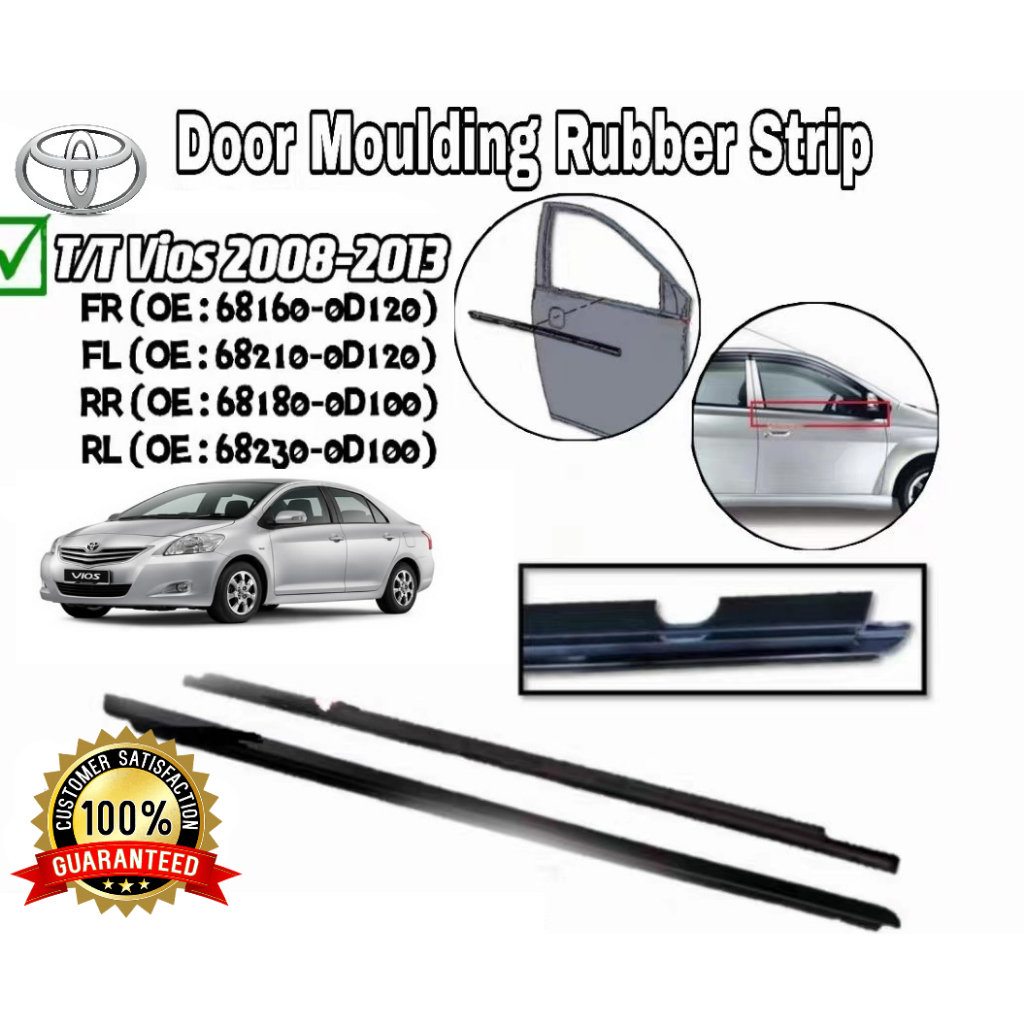 TOYOTA glass door moulding seal rubber outer strip window toyota vios ...