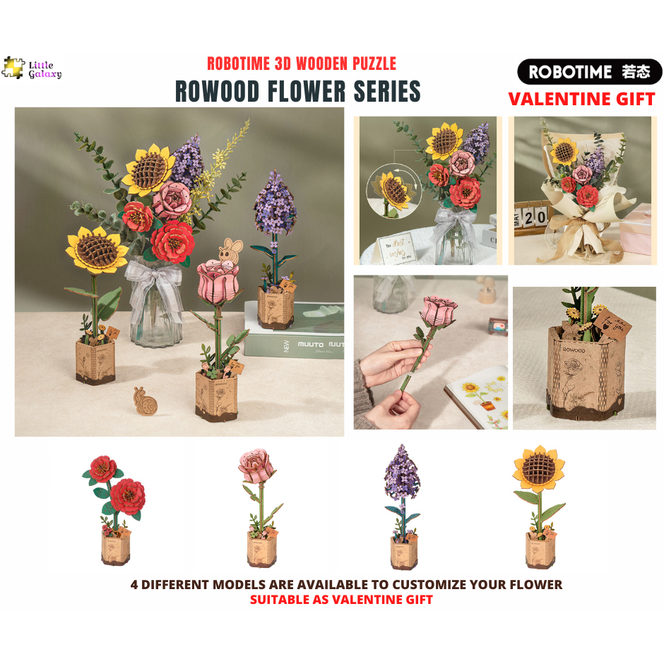 [ReadyStock] Robotime 3D Wooden Puzzle - ROWOOD Flower Series, TW011 ...