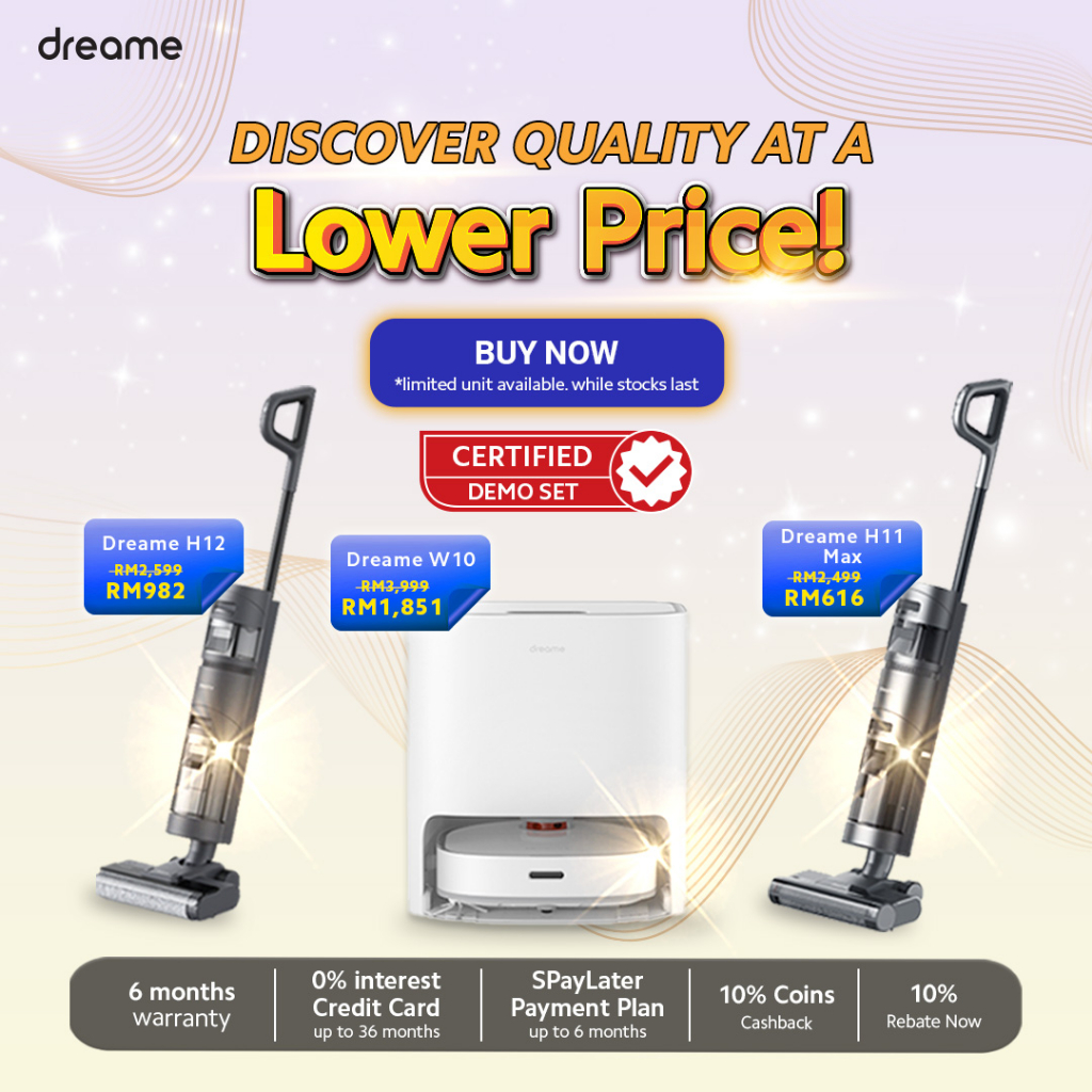 [DEMO UNIT] Dreame Wet and Dry H11 Max/H12 Cordless Vacuum T30/V11 | Shopee Malaysia