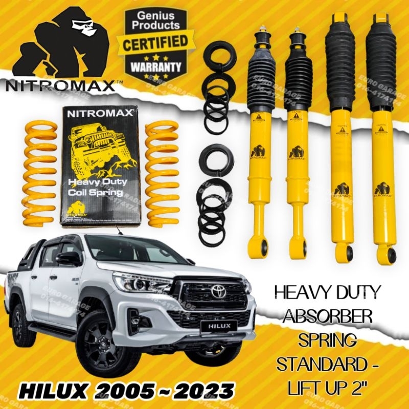 CAN LIFT UP TO 2" NITRO MAX HEAVY DUTY ABSORBER + SPRING TOYOTA HILUX ...