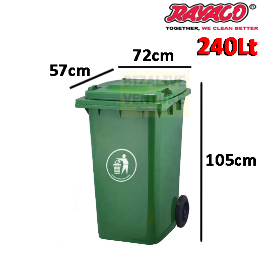 (240Lt ) Heavy Duty Garbage Bin with Wheels | Green Garbage Bin Outdoor ...
