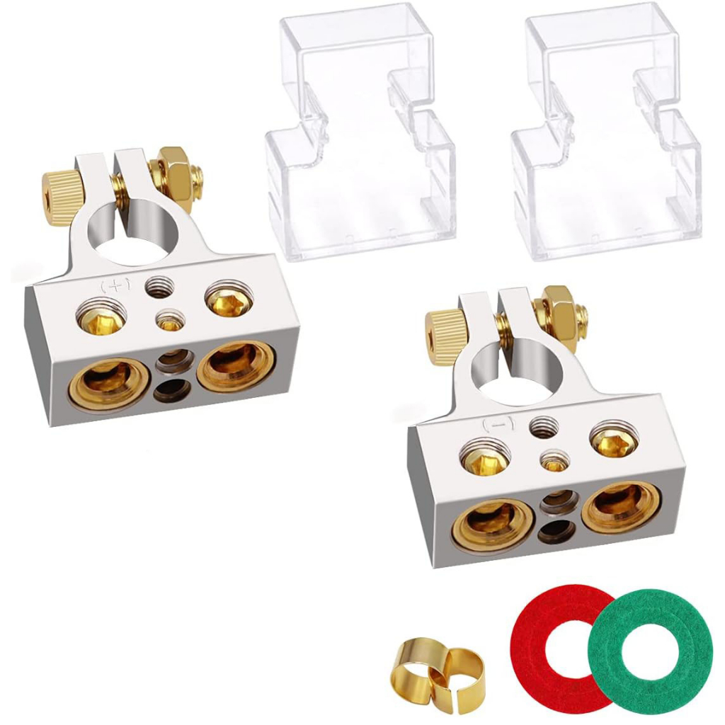 1 Pair Battery Terminals Connector, 0/4/8/10 Gauge, Heavy Duty Top Post ...