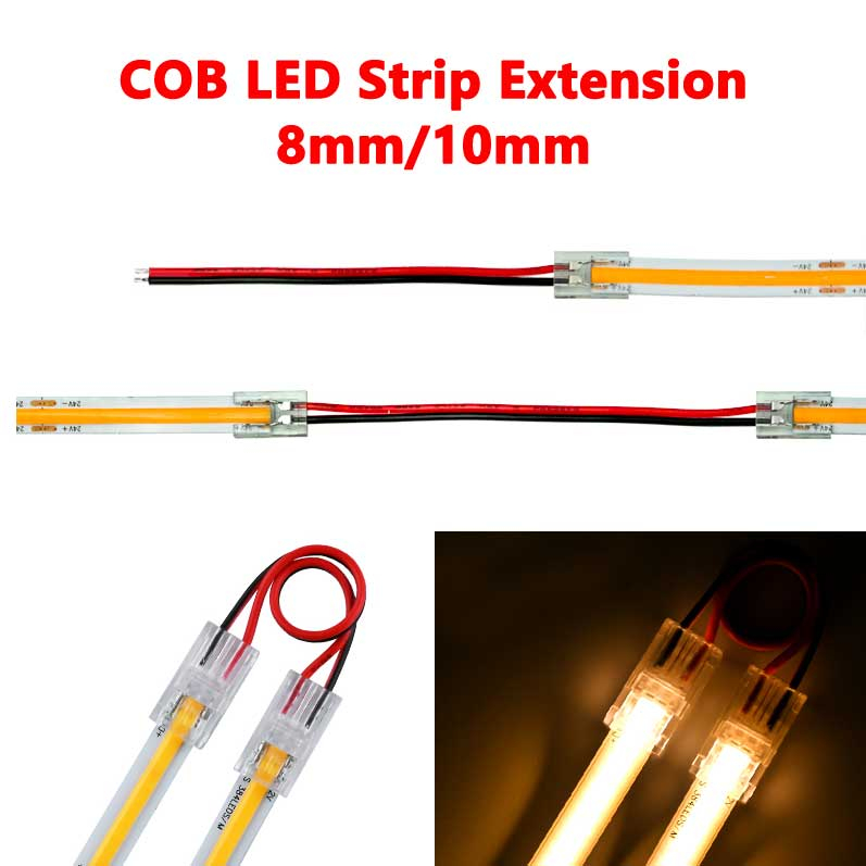 2pin 8mm 10mm COB LED Strip Extension Wire Terminal Connector COB 5050 ...