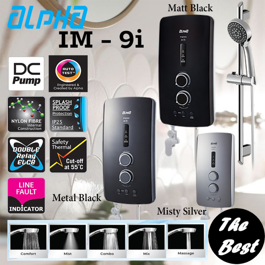 Alpha IM-9i DC Motor Instant Water Heater (STANDARD HANDSHOWER) | Shopee Malaysia