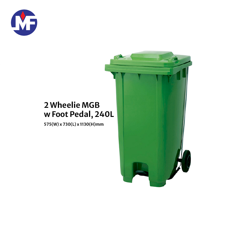 240L Plastic Garbage Bin with Wheel - both Indoor / Outdoor (With Foot ...