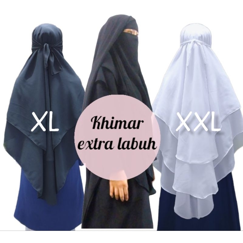 Khimar 3 layer dan 2 layer saiz XL XXL extra labuh soft awning lembut ...