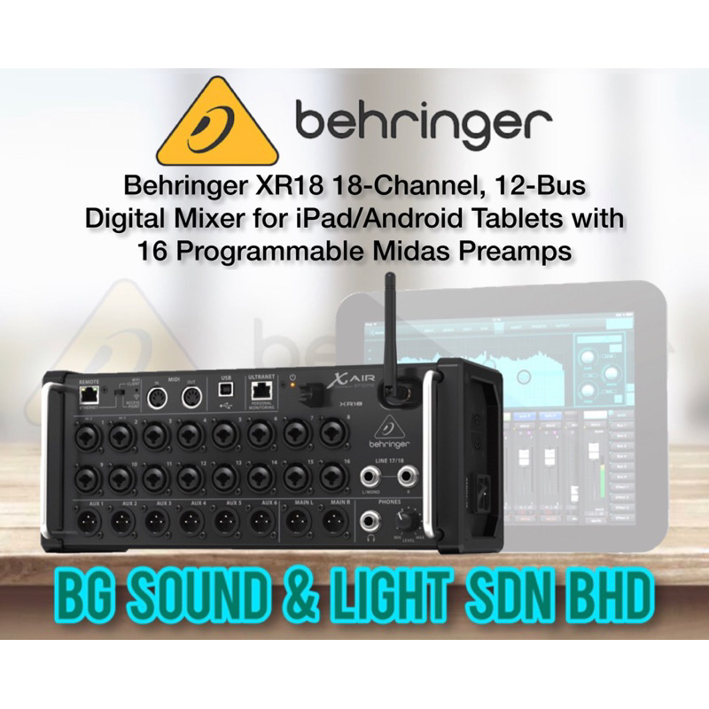Behringer XR18 18-Channel, 12-Bus Digital Mixer for iPad/Android ...