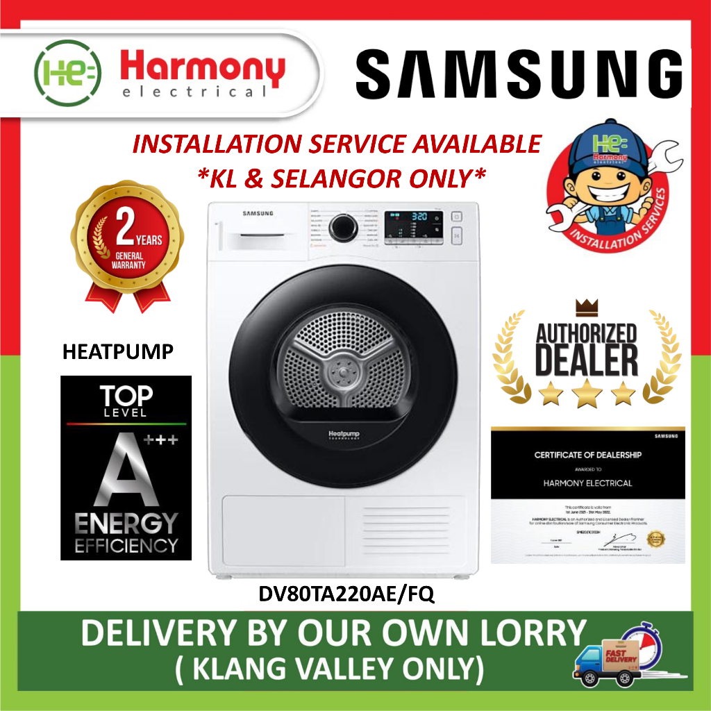 BEST SELLER !! (FREE DELIVERY + INSTALL KL ) SAMSUNG 8kg Heat Pump Dryer DV80TA220AE/FQ ...