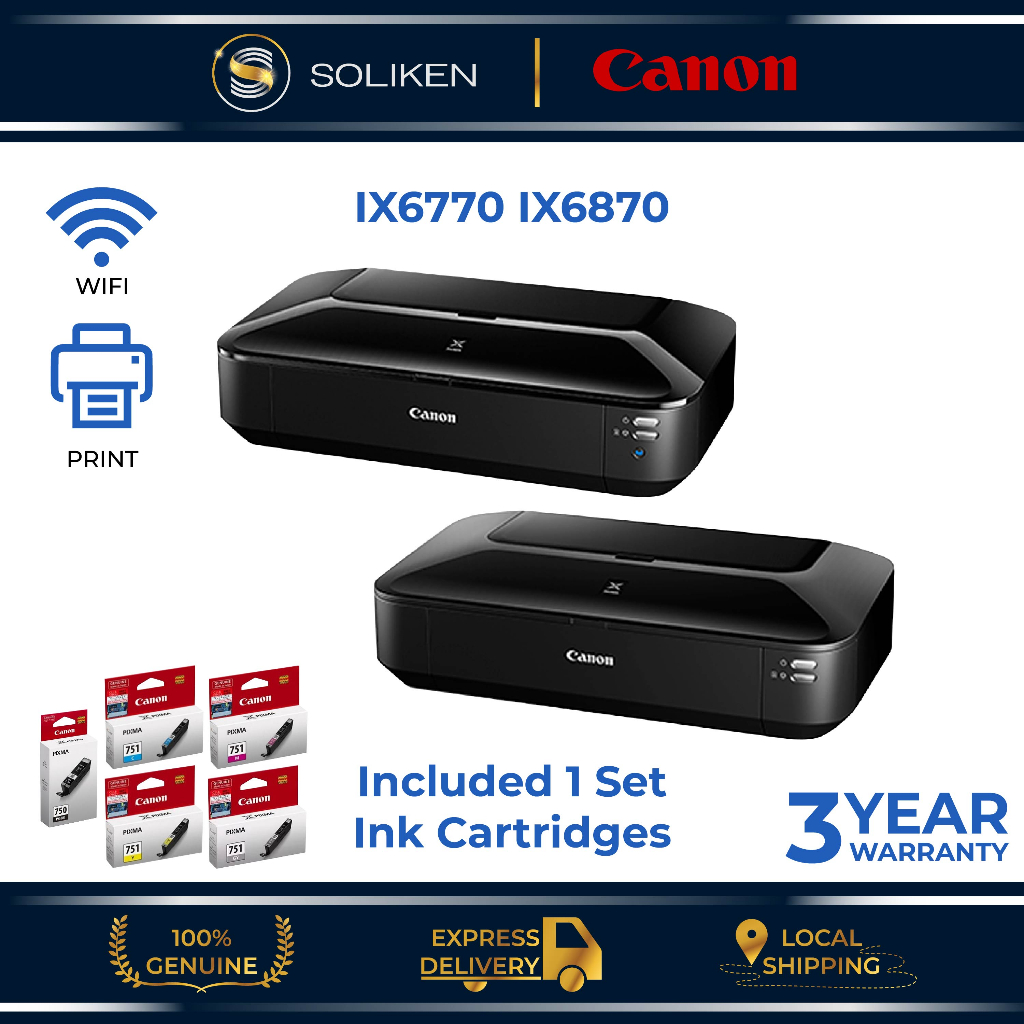 Canon PIXMA IX6770 IX6870 A3 Printer A3+ Single Function Ink Refillable ...