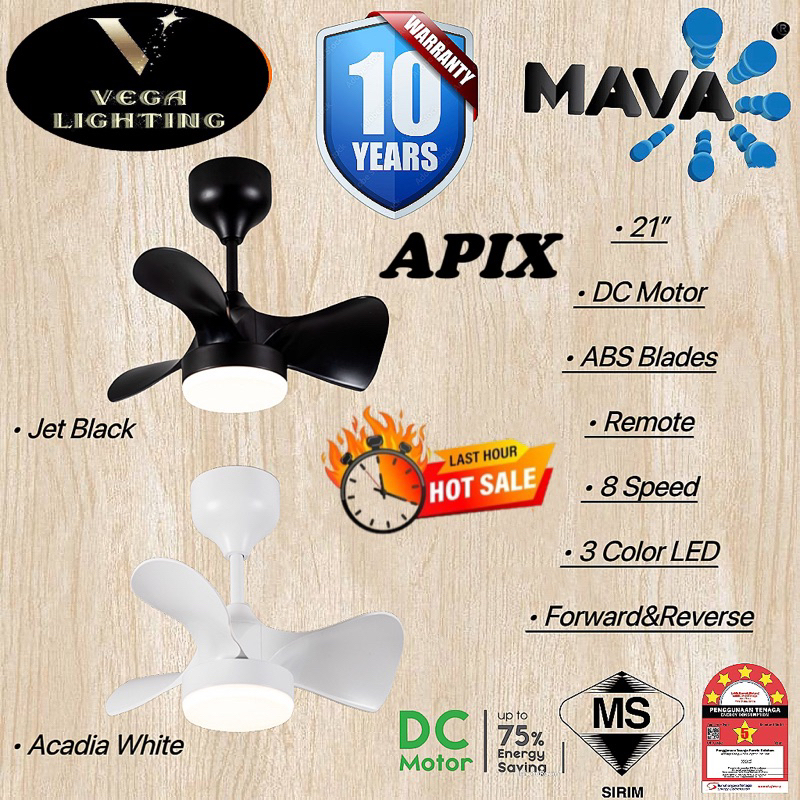 Mava Apix 21” / DC Inverter Motor / 16 Speed / Mini Fan / 3 Color LED ...
