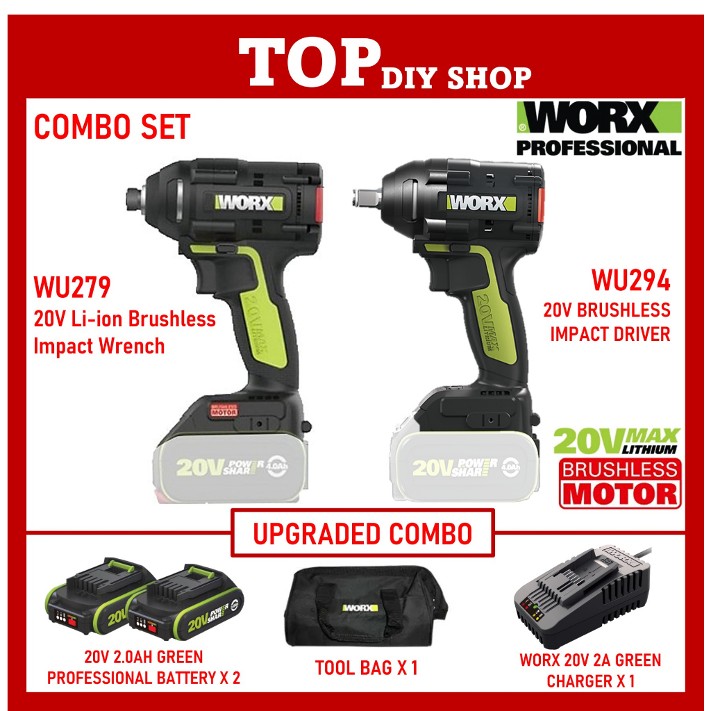 Worx 20v Wu279 Cordless 1 2 Impact Wrench 320nm Brushless Shopee Malaysia