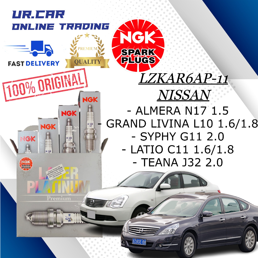 NISSAN ALNERA N17 1.5 , GRAND LIVINA L10 1.6 / 1.8 , LATIO C11 LZKAR6AP-11 NGK LASER IRIDIUM ...