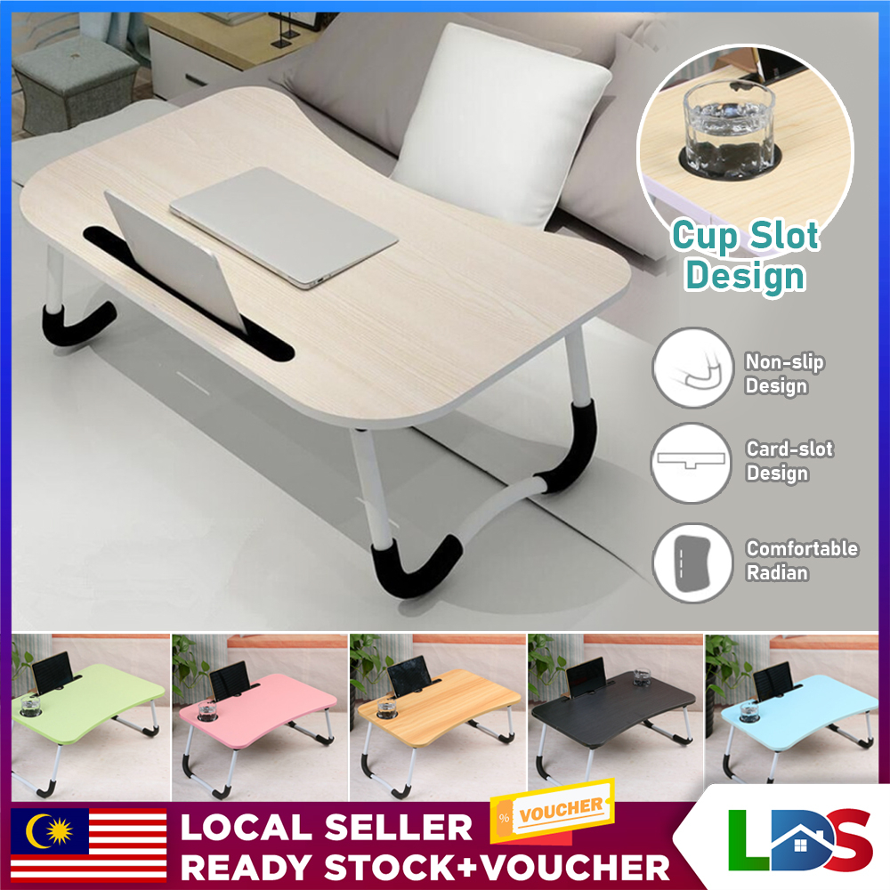 LDS Foldable Table Anti-slip Study Table Laptop Table Bed Table Cupslot ...