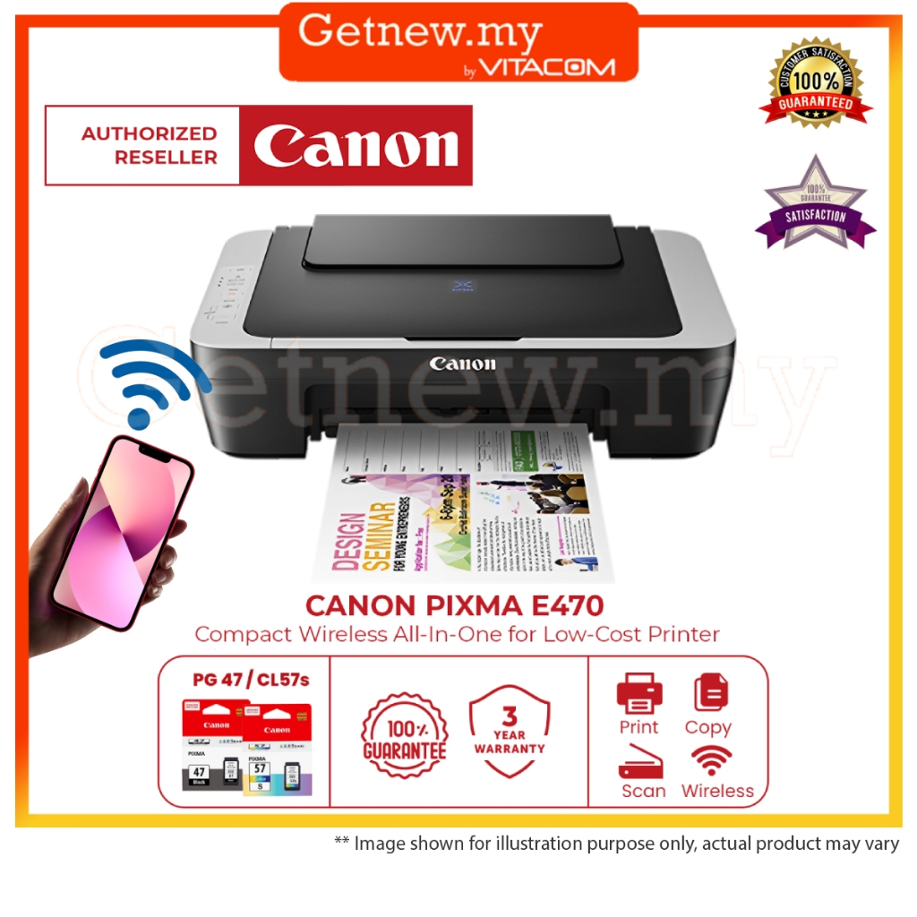Canon Pixma E410 | E470 Print Scan Copy | WIFI Printer Wireless | Ink ...