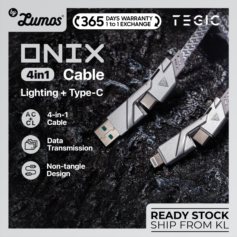 TEGIC ONIX 5.0 PRO 4 IN 1 Charging Cable USB to C,USB to L,C to L,C to C Multi-protocol Fast ...