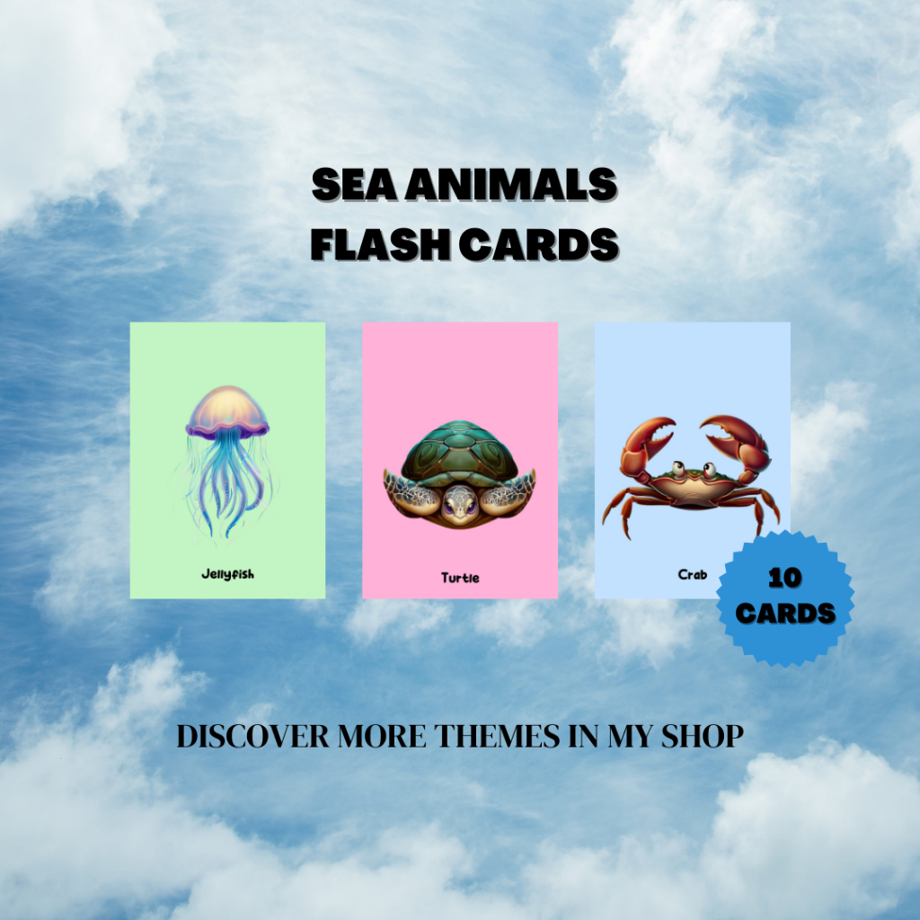 Printable Sea Animals Flash Cards | PDF | 10 Digital Flash Cards ...