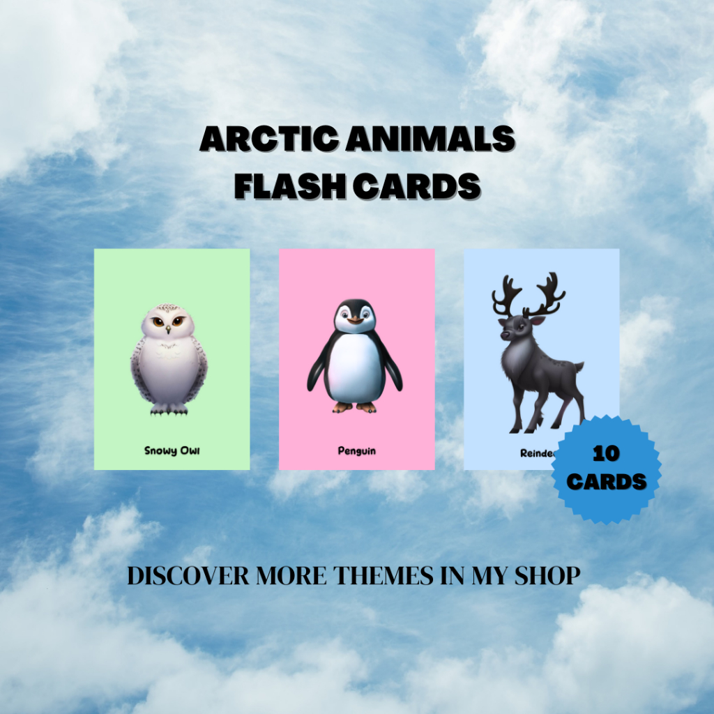 Printable Arctic Animals Flash Cards | PDF | 10 Digital Flash Cards ...