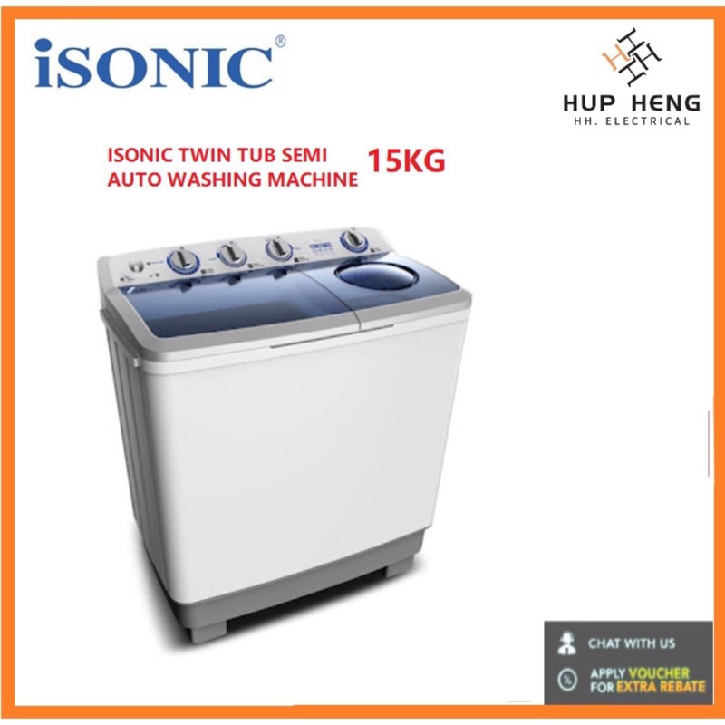 ISONIC TWIN TUB SEMI AUTO WASHING MACHINE CTWM-1500 15KG | Shopee Malaysia