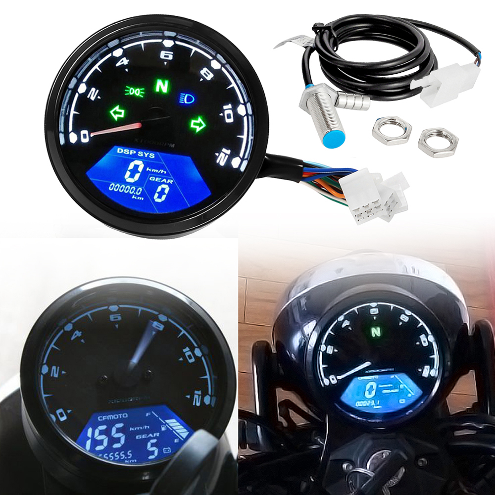 Motorcycle LCD Digital Motorcycle Speedometer Odometer Universal ...