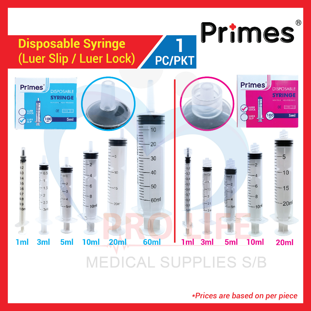 (Single pack type) Disposable Syringe 1ML 3ML 5ML 10ML 20ML 60ML (Luer Lock / Luer Silp ...