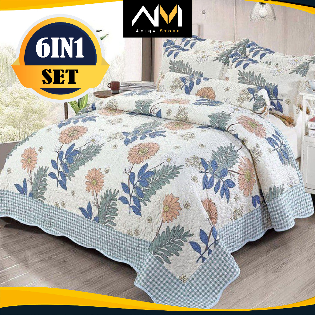 CADAR PATCHWORK KING (6IN1) SET ELEGANT DESIGN BEDSHEET CADAR HIGH ...